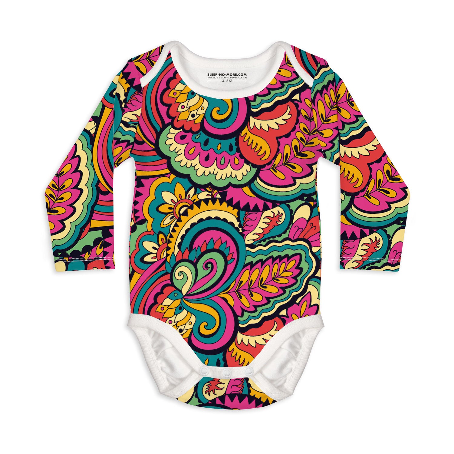 Long Sleeve Baby Bodysuit THAT 70'S PATTERN – sleep-no-more